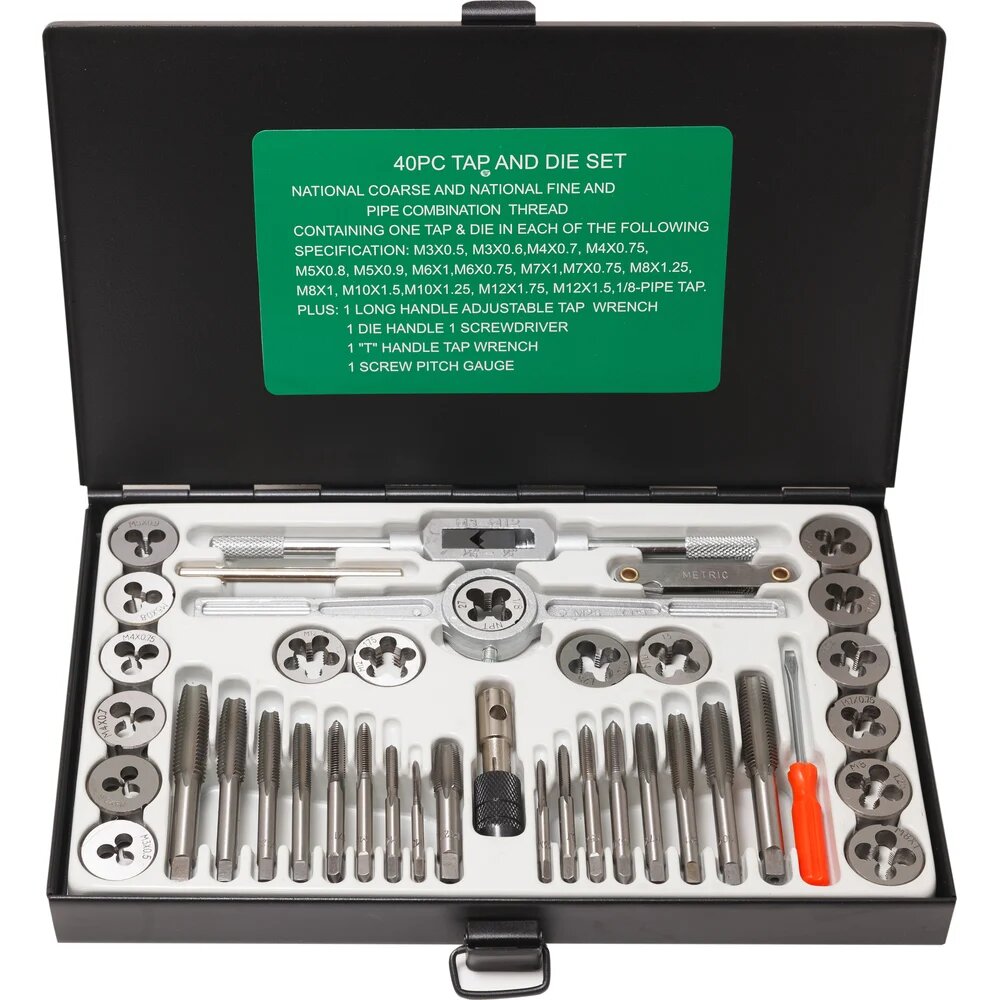 Набор метчиков и плашек метрический Rockforce 40 предметов RF-M040-1(10459)