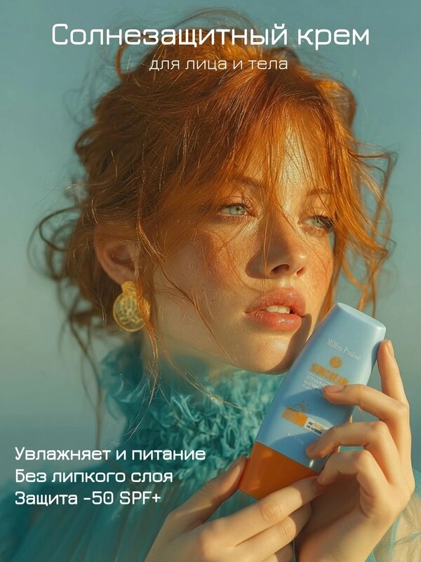 Солнцезащитный крем для лица и тела, увлажняющий, 50 SPF, средство от загара
