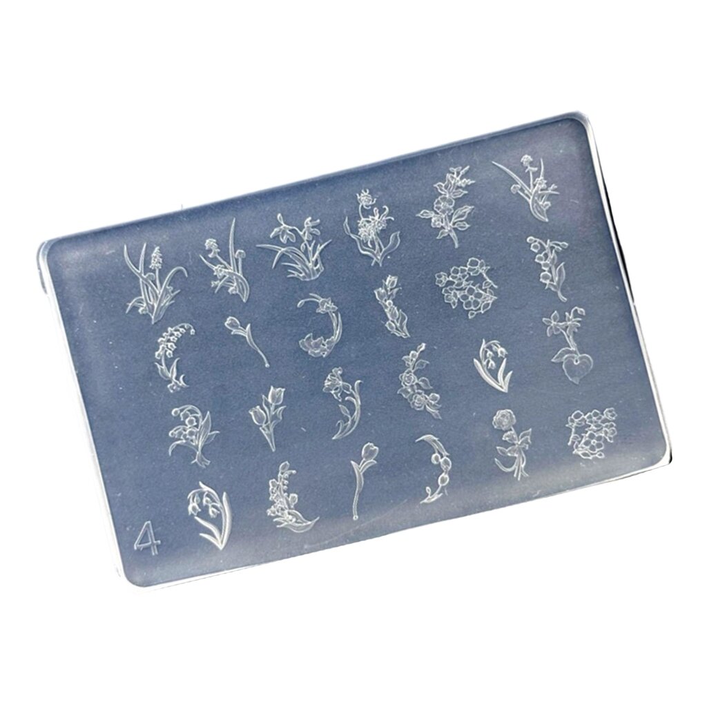 Цветочный бант, бамбуковая цветочная рамка, рельефный нейл-арт, силиконовая форма-C409