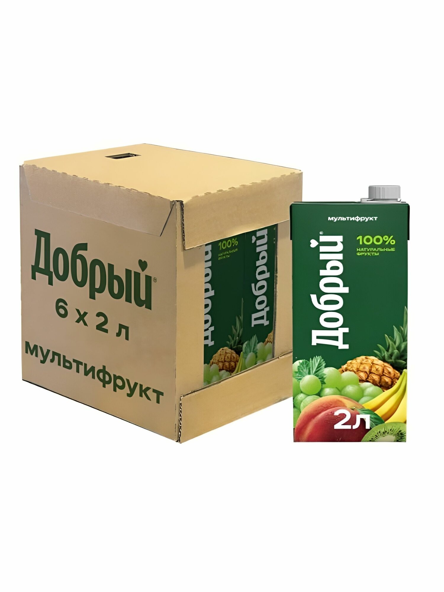 Нектар Добрый Мультифрукт, 2л. Упаковка 6 шт.