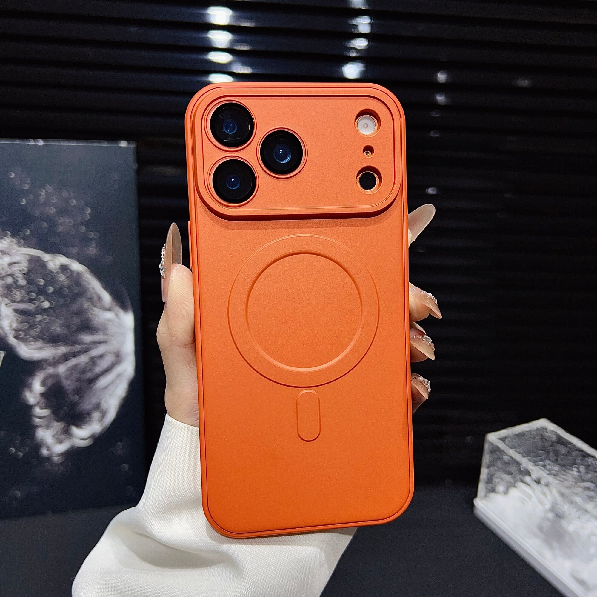 Чехол для Apple iPhone 17 Pro Max / Айфон 17 Про Макс, soft touch, чехол-кардиомонитор, поликарбонат (PC), защита камеры, ударопрочный, усиленные углы, Apple, Apple iPhone 17 Pro Max, orange,
