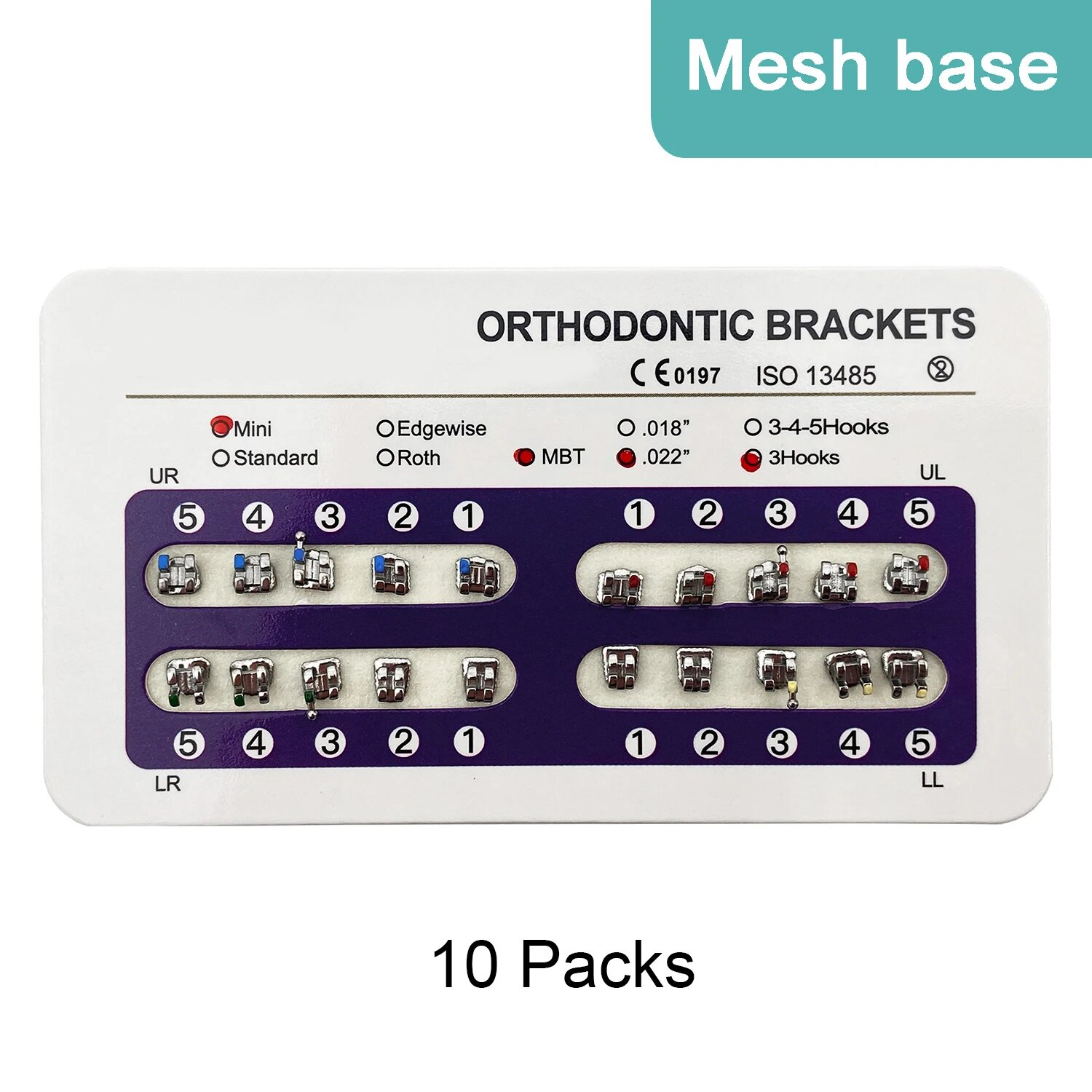 Ортодонтические брекеты Mesh base MBT 022 3 Hooks