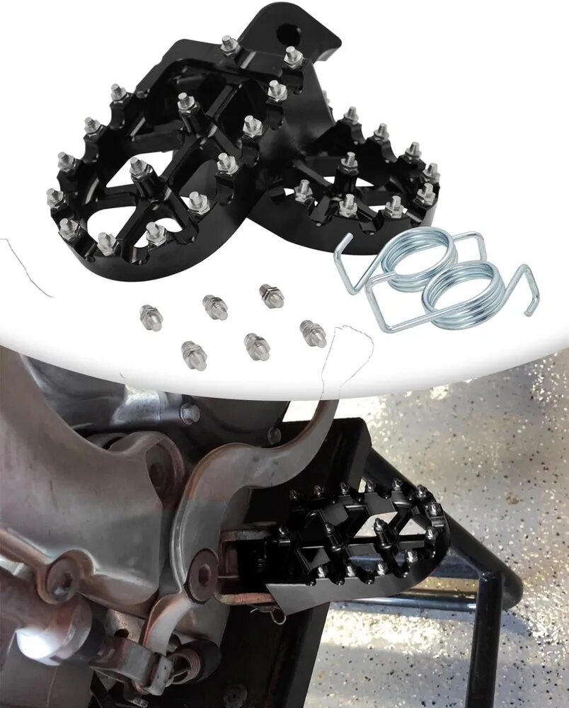 Универсальные подножки черные для Yamaha TW200, Honda CRF50-110, Kawasaki KLX110 и питбайков