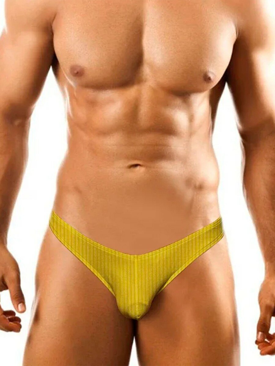 Мужские трусы стринги желтые ADANNU AN7113-13 хлопок/спандекс XXL (52)
