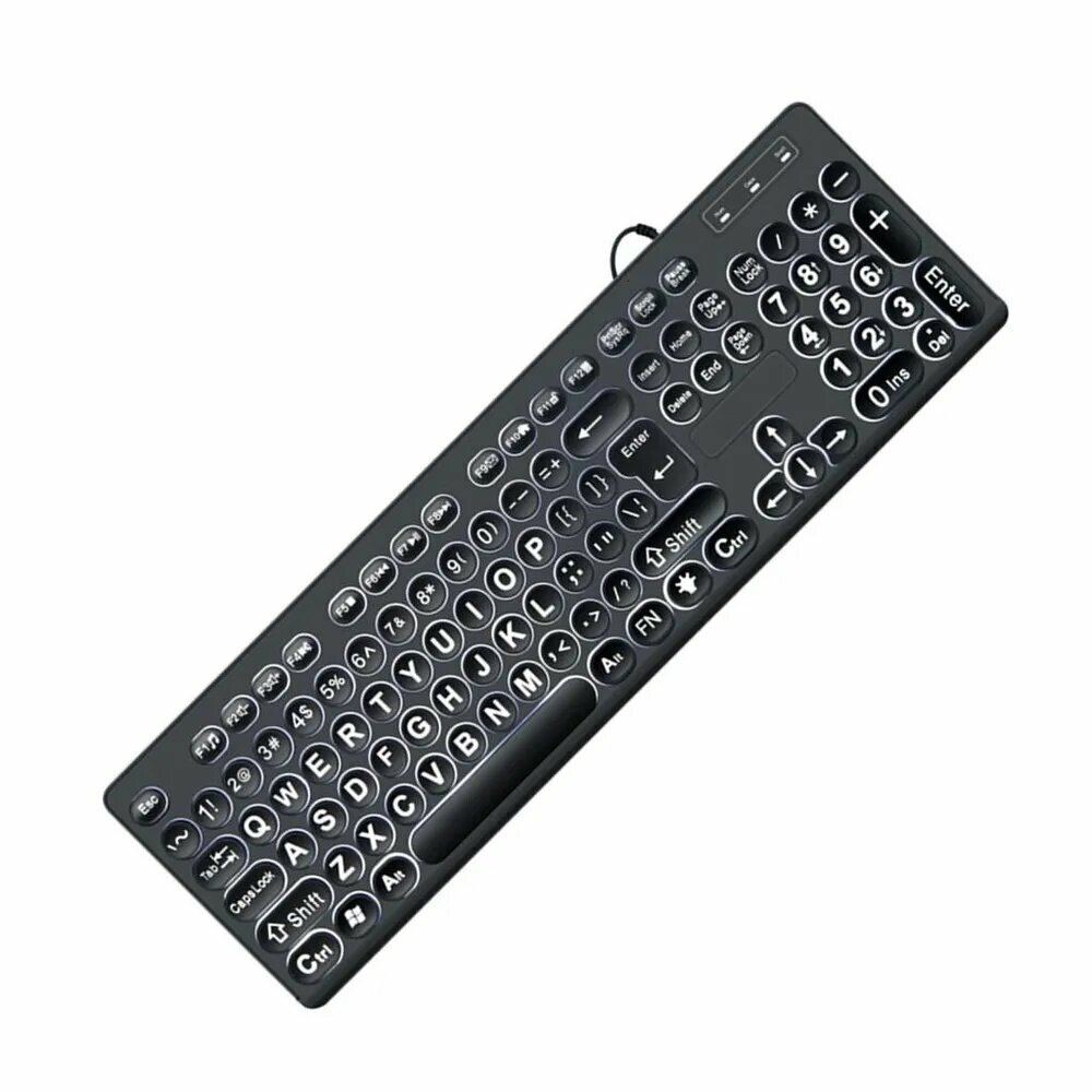 Клавиатура с крупным шрифтом и USB-подсветкой для слабовидящих и пожилых