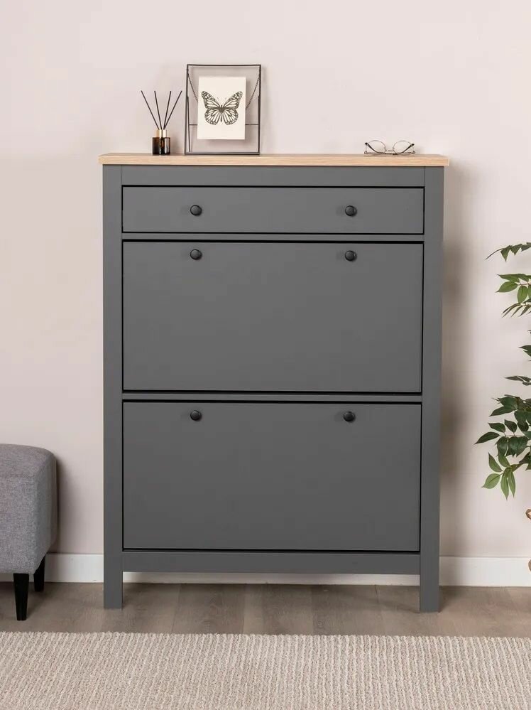 Сага тумба для обуви 92х122 серая/ясень