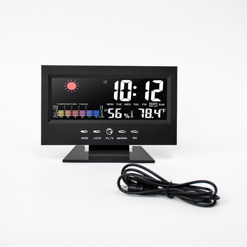 Кросс-бордерные большие экраны погодных часов, многофункциональный вечный календарь, отображение температуры и влажности, домашние электронные будильники с голосовым управлением