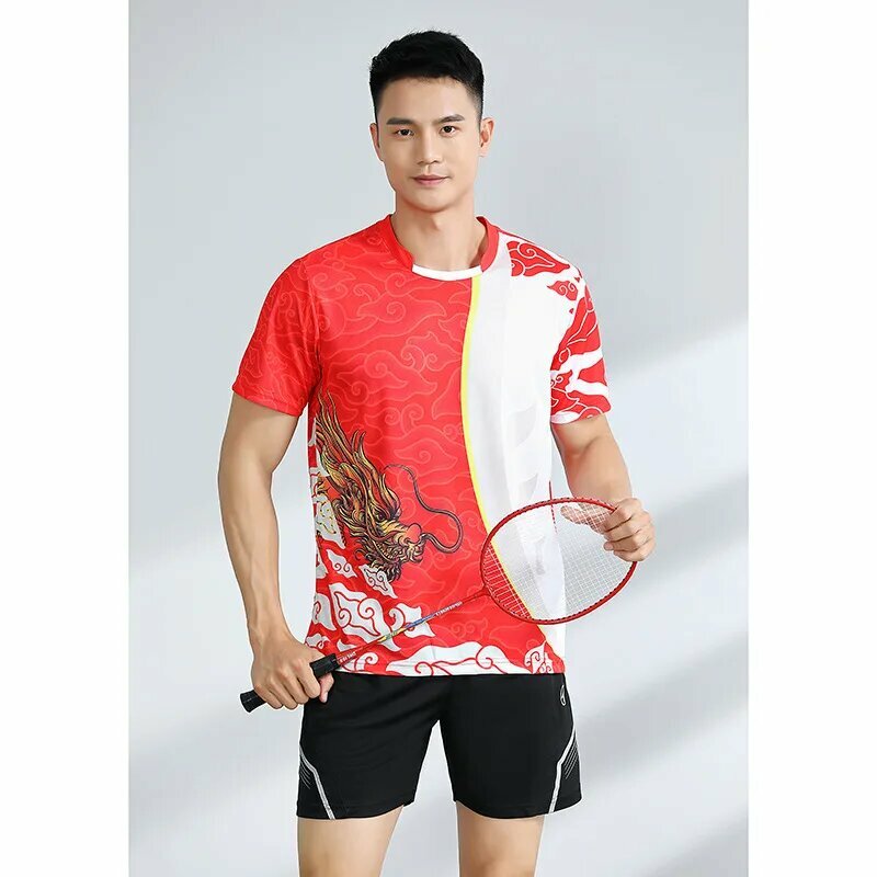 Спортивный комплект для бадминтона с принтом дракона, Male A218 Red, XXXL