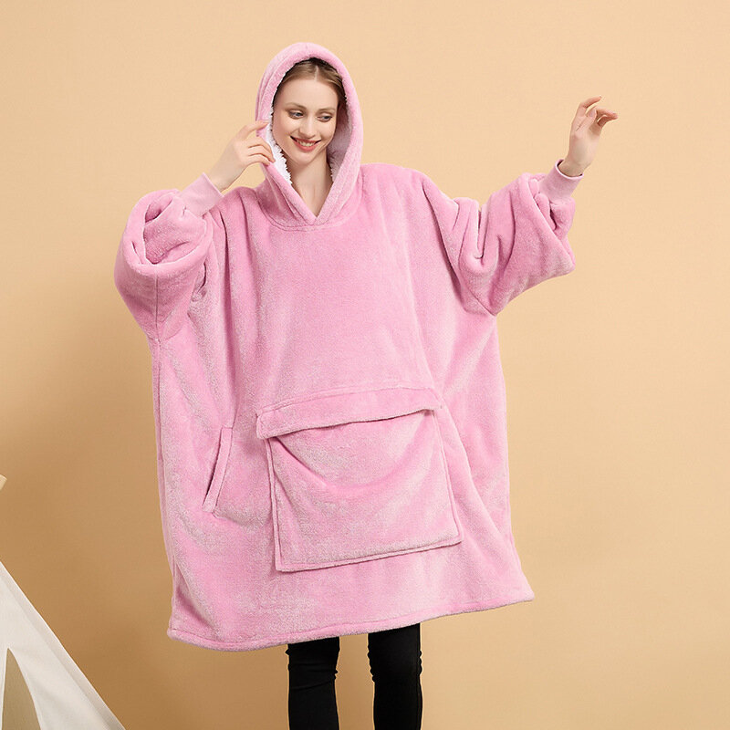 Худи из флиса Huggle, розовый - теплый толстый костюм для просмотра телевизора и сна