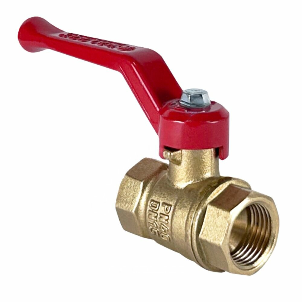 Кран шаровой латунь 11Б27фт1М DeltaPro Ду 40 Ру25 ВР рычаг красный VALFEX VF.214. LR1.112. DP