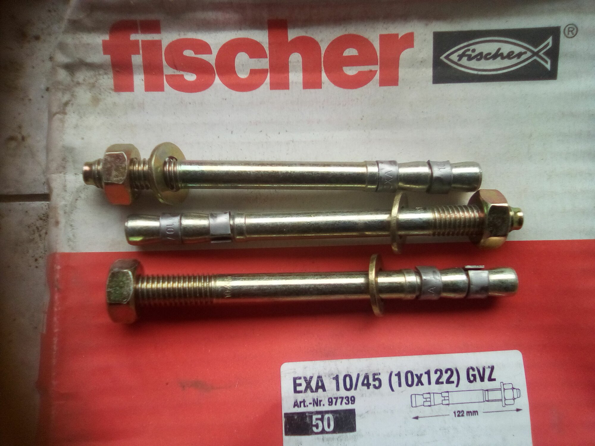 EXA 10/45 (10x122) GVZ Анкерный болт стальной распорный Fischer