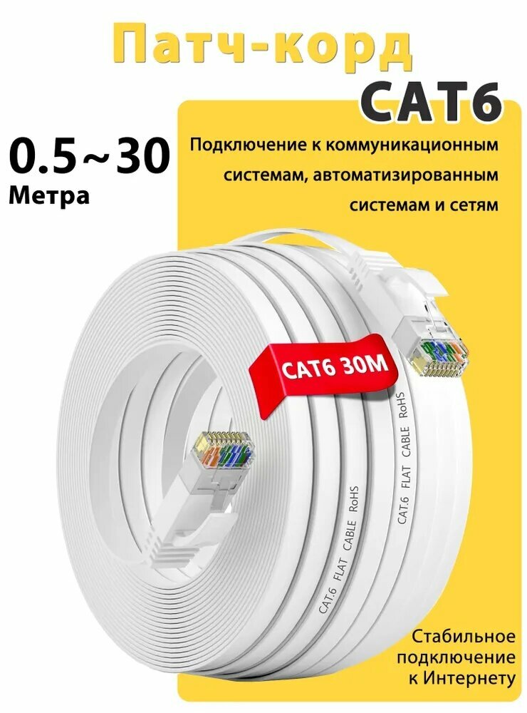 LIXDA Кабель для интернет-соединения RJ-45/RJ-45, 30 м, белый