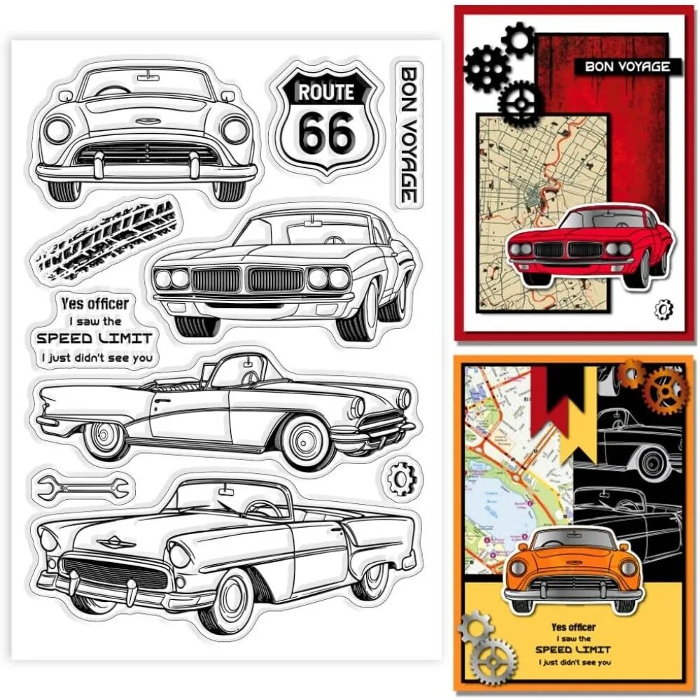 Прозрачный силиконовый штамп Route 66 для скрапбукинга