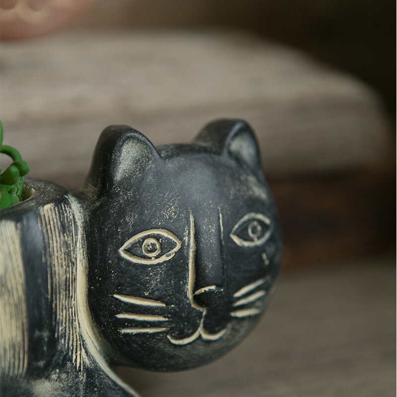 Шаньюаньфан Подставка для цветов в виде обезьяньего хвоста, абстрактная кошка, животное, цветочный горшок, африканское племенное искусство, ваза для цветов, садовое украшение, садовый орнамент