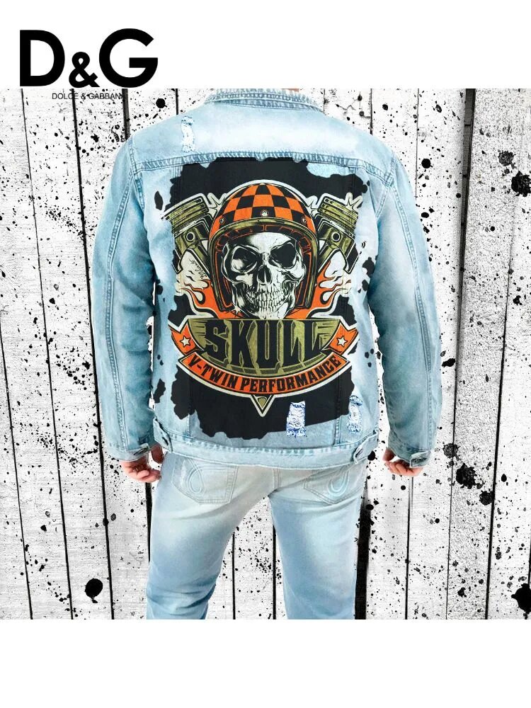 Куртка Dolce&Gabbana Мужская джинсовая куртка в стиле ретро-панк-Свободный крой, винтажный дизайн, премиум качество