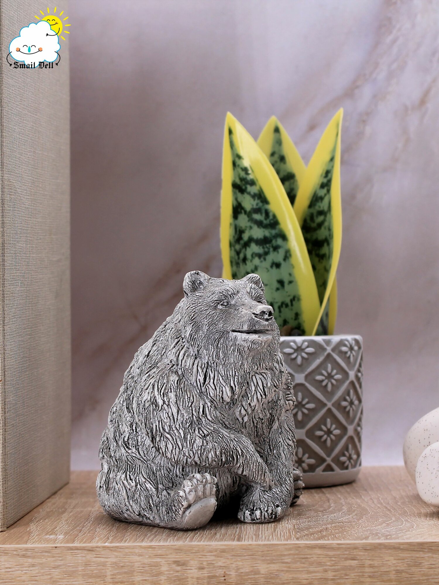 Статуэтка Медведь , 9 см , гипс , цвет слоновая кость