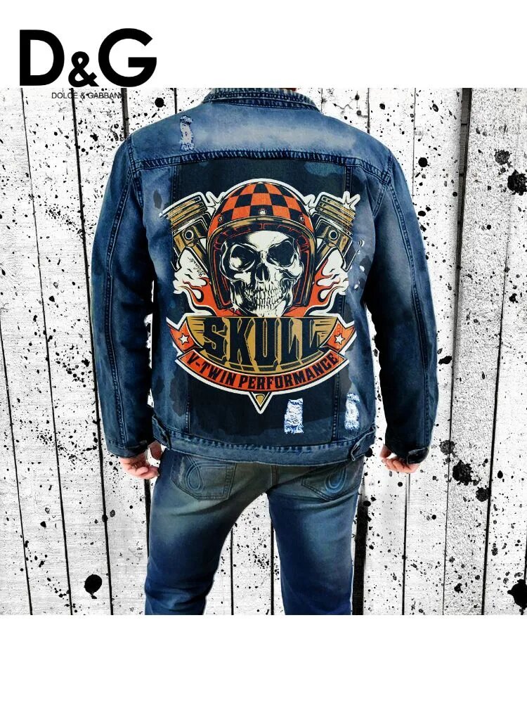 Куртка Dolce&Gabbana Мужская джинсовая куртка в стиле ретро-панк-Свободный крой, винтажный дизайн, премиум качество