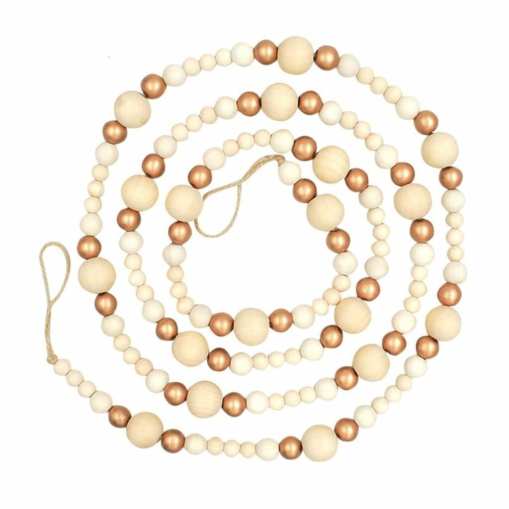 Деревянные бусы для рождественского венка, - Бревенчатые золотые бусины