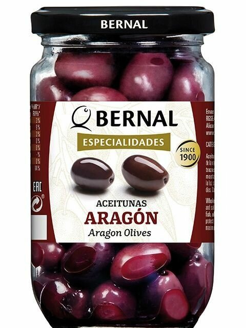 Оливки арагон (ARAGON), с косточкой, вяленые, Испания, стеклянные банки, 180г