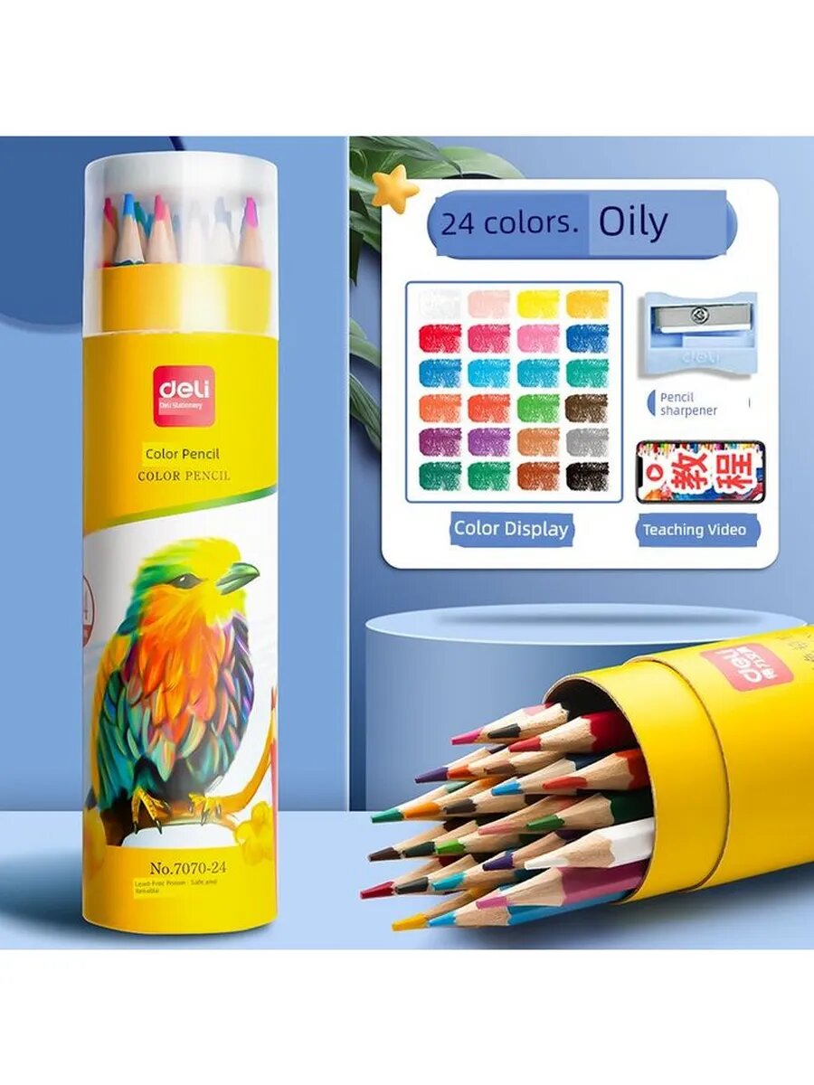 Масляные карандаши для детей (24 цвета, точилка)