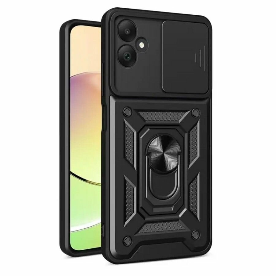 Противоударная накладка с защитой камеры Armor Case с кольцом для Samsung S26 Edge черный