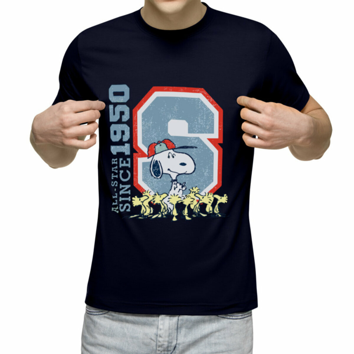 Мужская футболка «Снупи-Snoopy» (темно-синий, L)