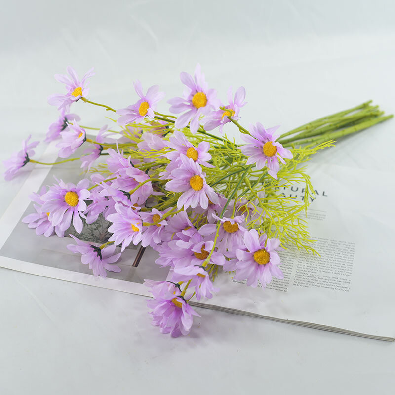 Европейский стиль пасторальных искусственных цветов ромашки для домашнего декора, аранжировка стола, декоративные цветы ромашки, реквизит, искусственные цветы