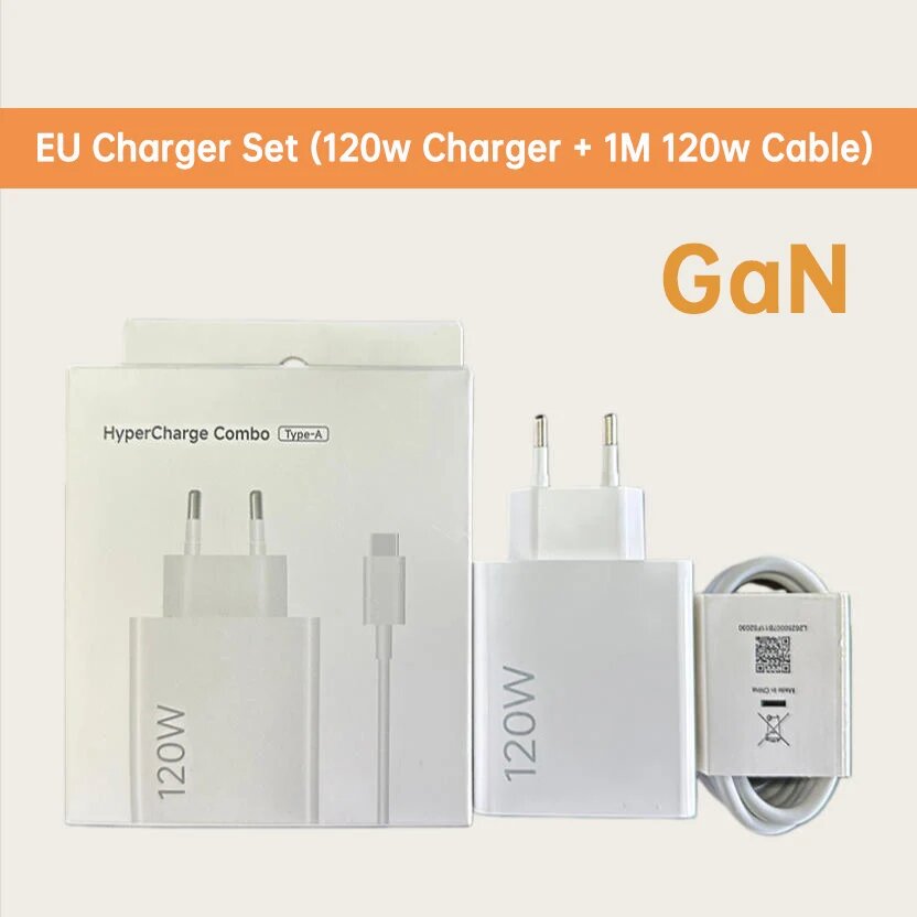 Оригинальное зарядное устройство Xiaomi 120W 100W Hypercharge для быстрой 120w EU Charger Set