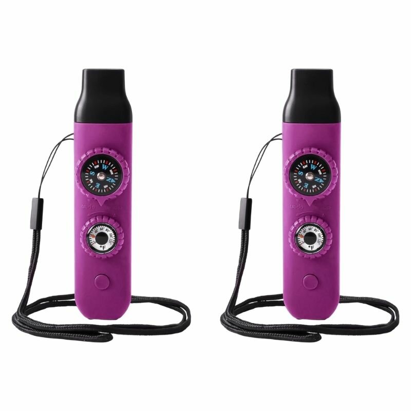 2 штуки многофункционального свистка "семь в одном" для выживания и спасательного свистка-фиолетовый