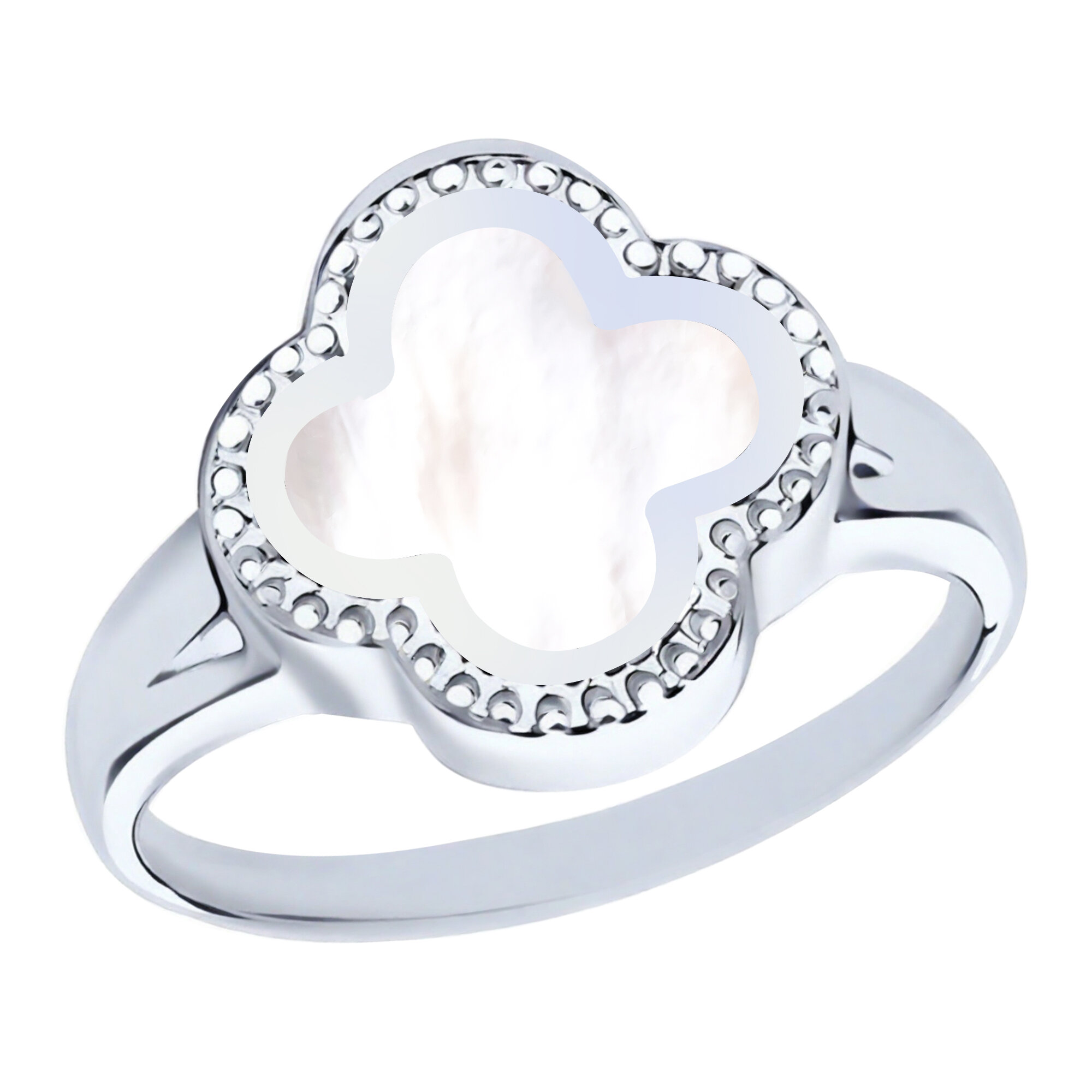 Кольцо, серебро, 925 проба, родирование, перламутр