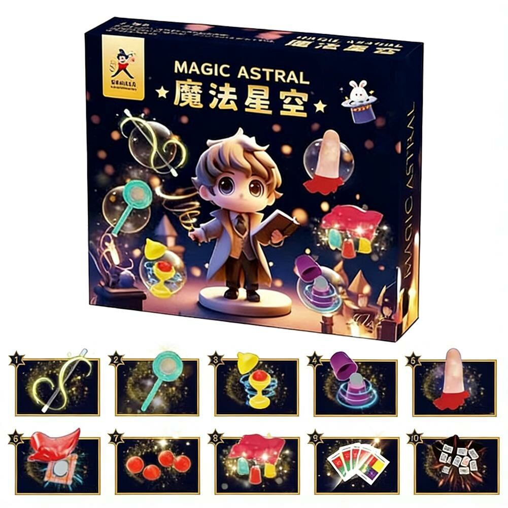 Набор для фокусов, все в одном: костюм фокусника для детей от 6 лет и старше, пошаговая видеоинструкция для начинающих, подарки на Рождество, Хэллоуин и день рождения для детей.