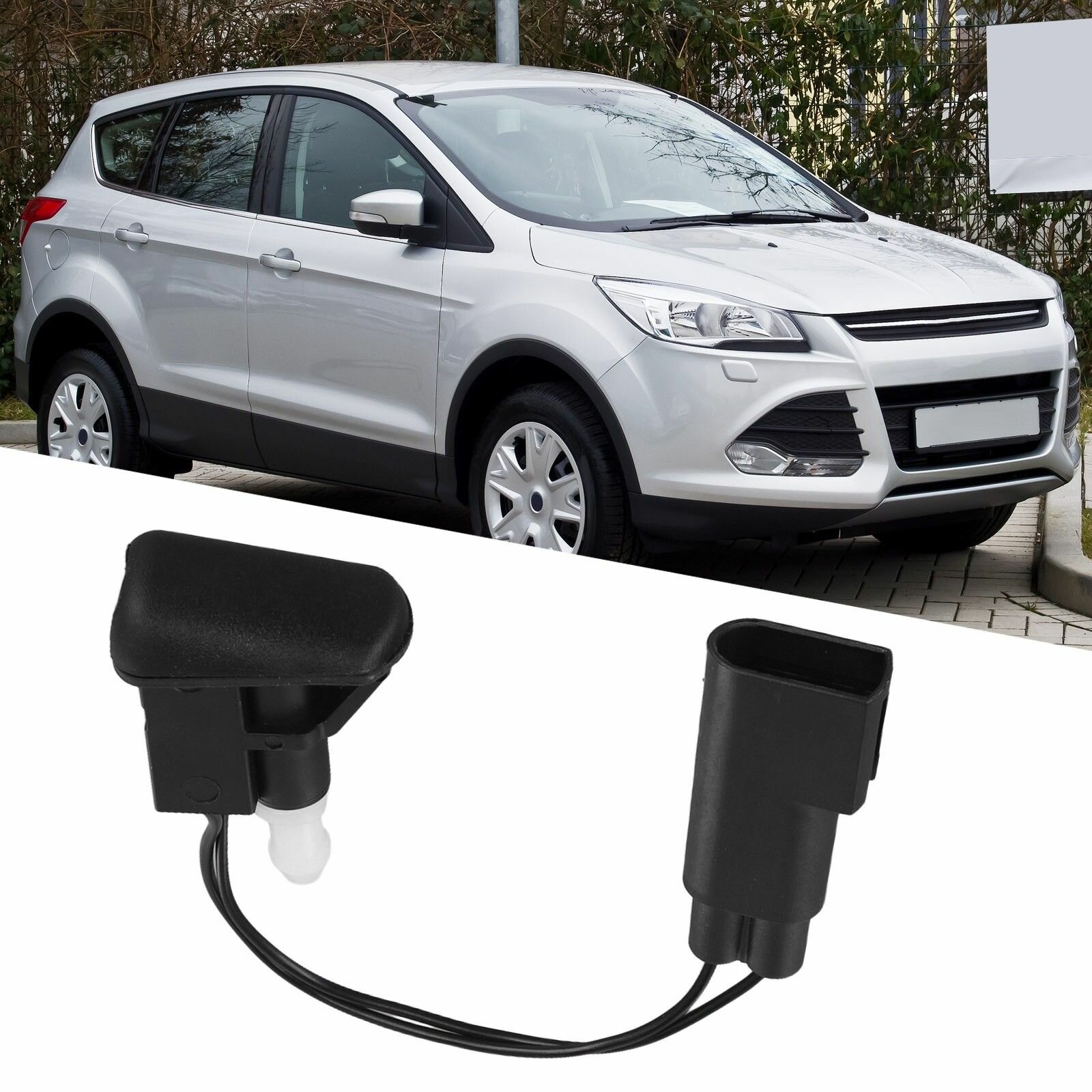 Форсунки омывателя ветрового стекла с подогревом для Ford Kuga Mk2 (насадка, OEM CV4417666AC) черная