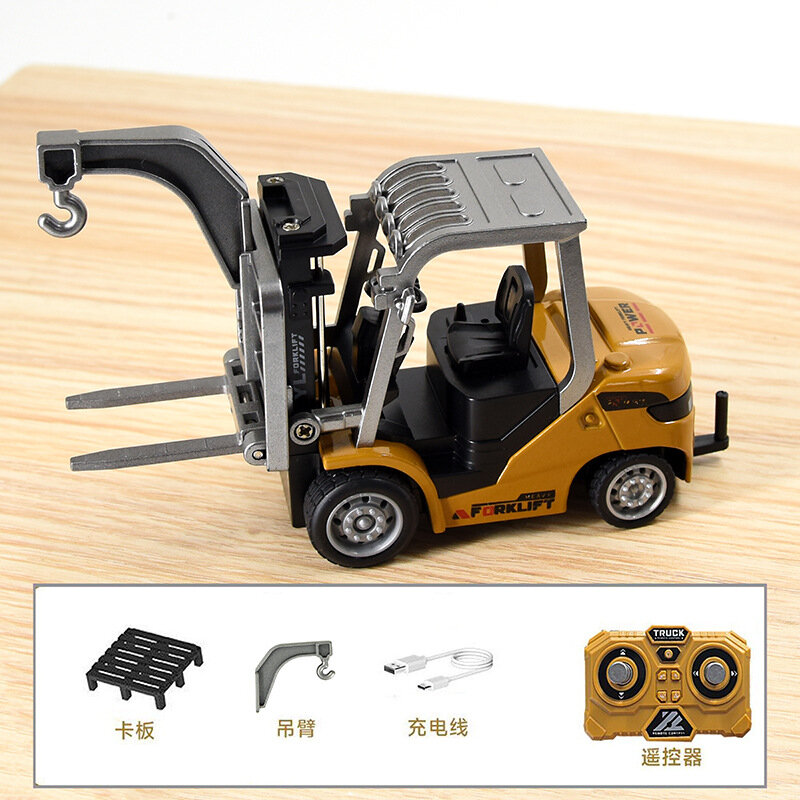 Мини-погрузчик с дистанционным управлением Alloy 1:64 со звуком и светом, популярная на международном рынке настольная мини-модель инженерного транспортного средства, игрушечная машинка для детей