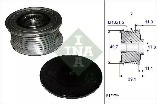 Шкив генератора INA 535008410 MERCEDES W211/W212/W463/W164/W251/W220/W221 00->