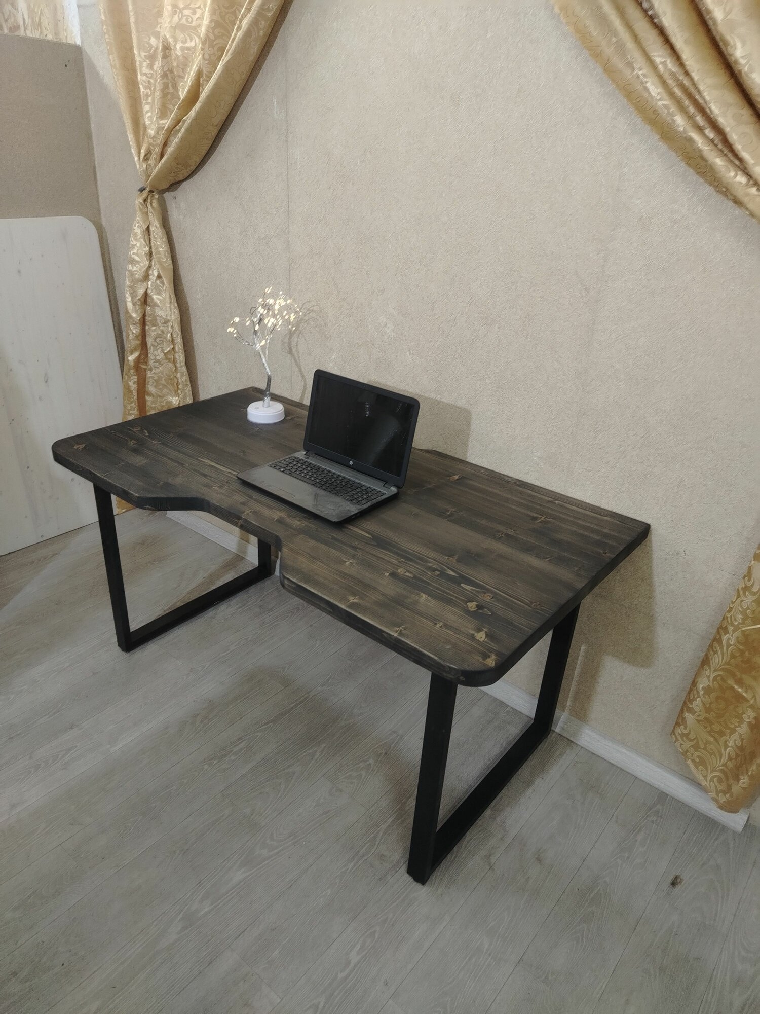 Компьютерный стол лофт из массива сосны 80х150 см