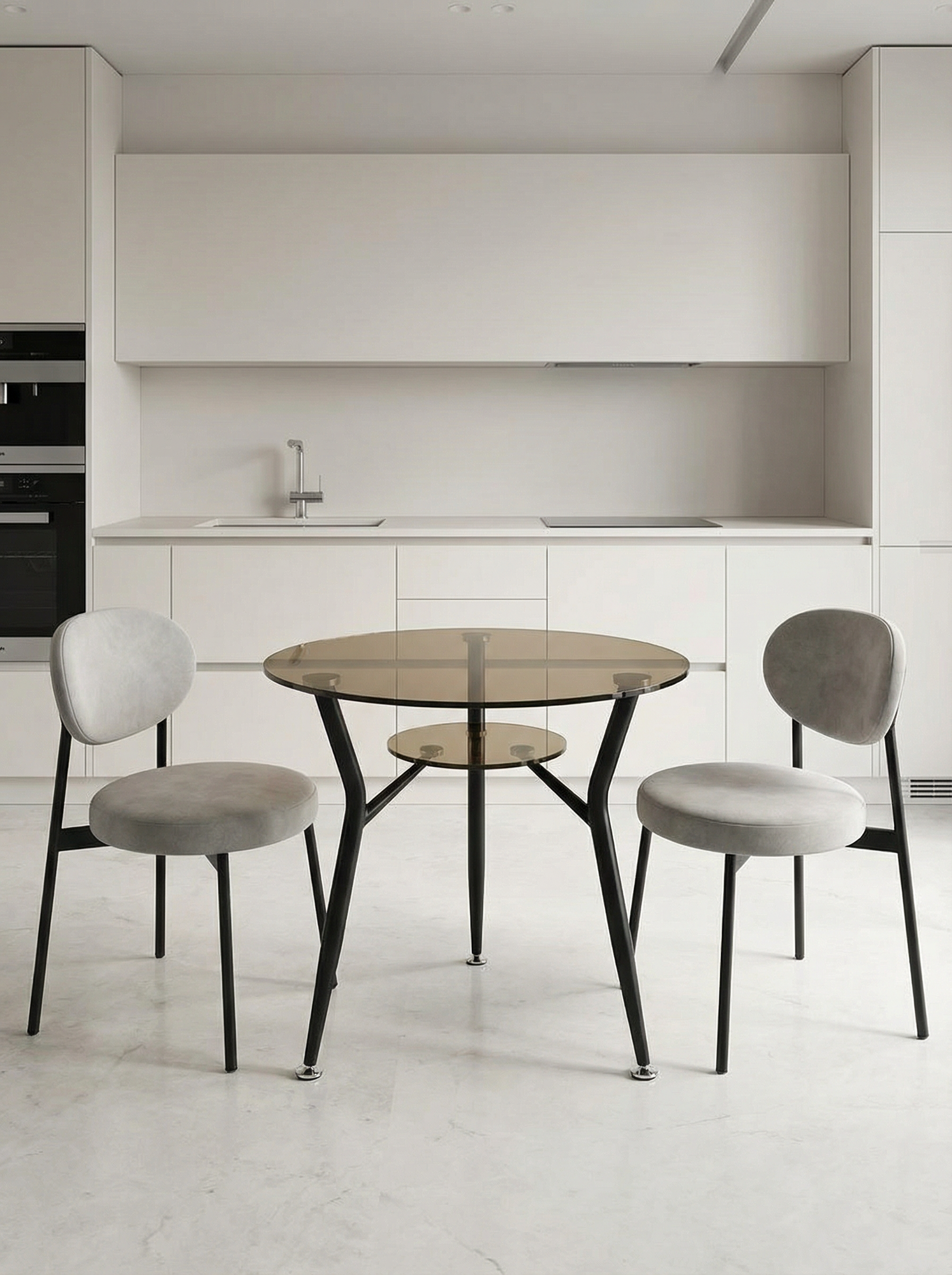 Стеклянный обеденный стол Квадро 18-3 бронза/черный D80