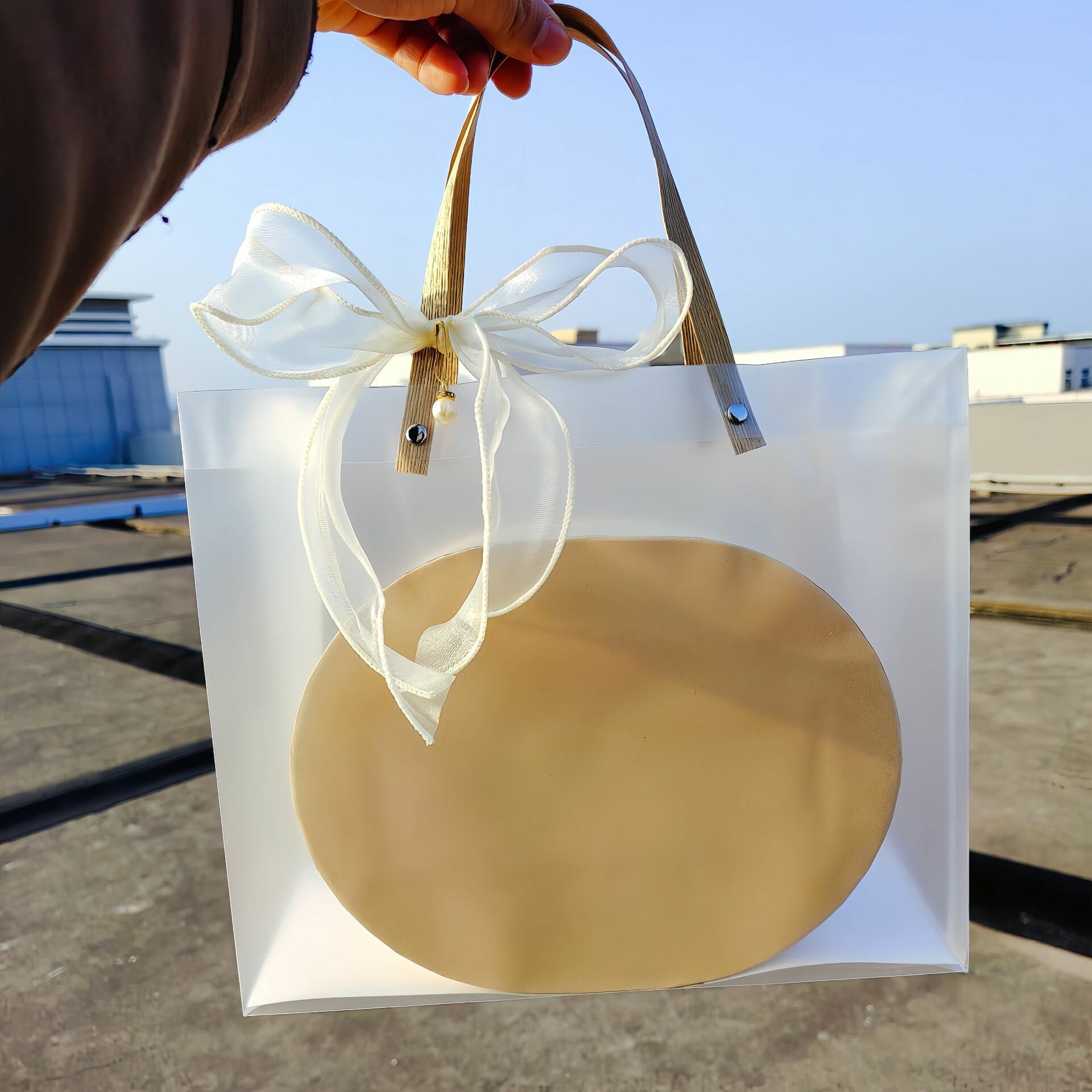 Элитная упаковка для тортов с круглым краем, крышка "Небо и Земля", подарочная коробка с бантом, коробка для подарков на день рождения и сувенирная коробка