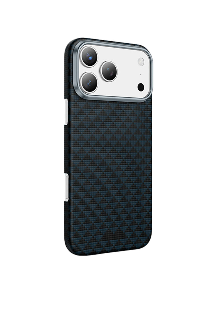 Чехол iPhone 17 Pro KEEPHONE KEVILAR PARIS MagSafe Карбон арамидное волокно 1500D, 38 шт. магнитов N52-10Н - Blue