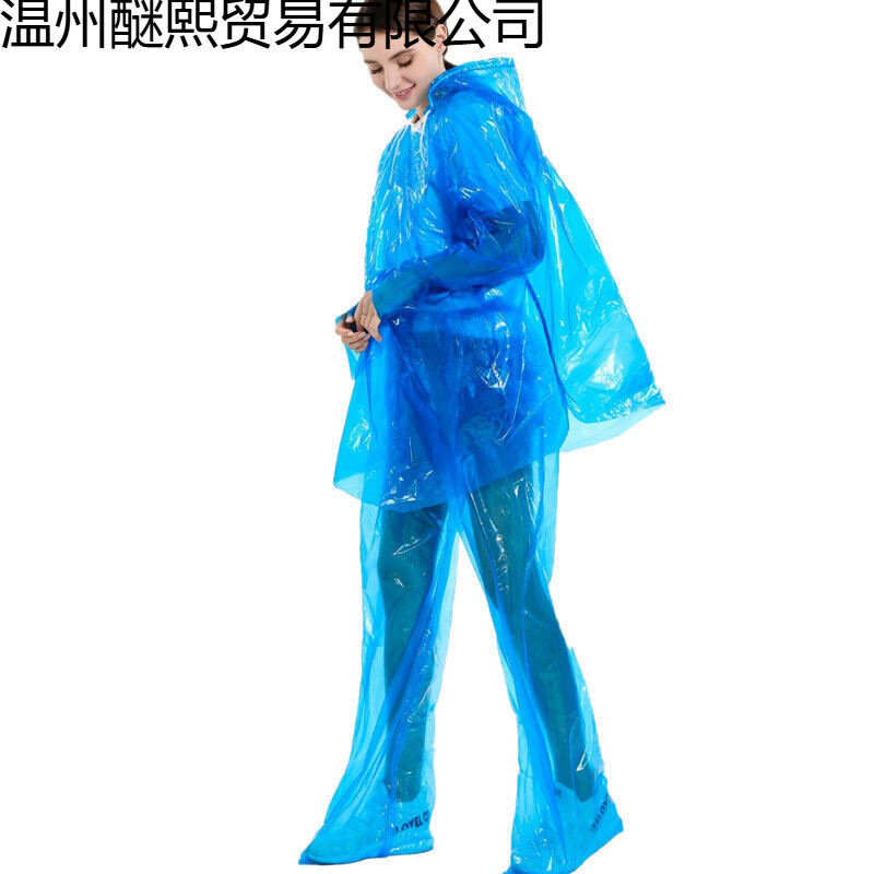 Одноразовый дождевик и дождевые штаны, утолщенный двухкомпонентный комплект для рафтинга, водонепроницаемый пончо для езды, альпинизма, сильного дождя