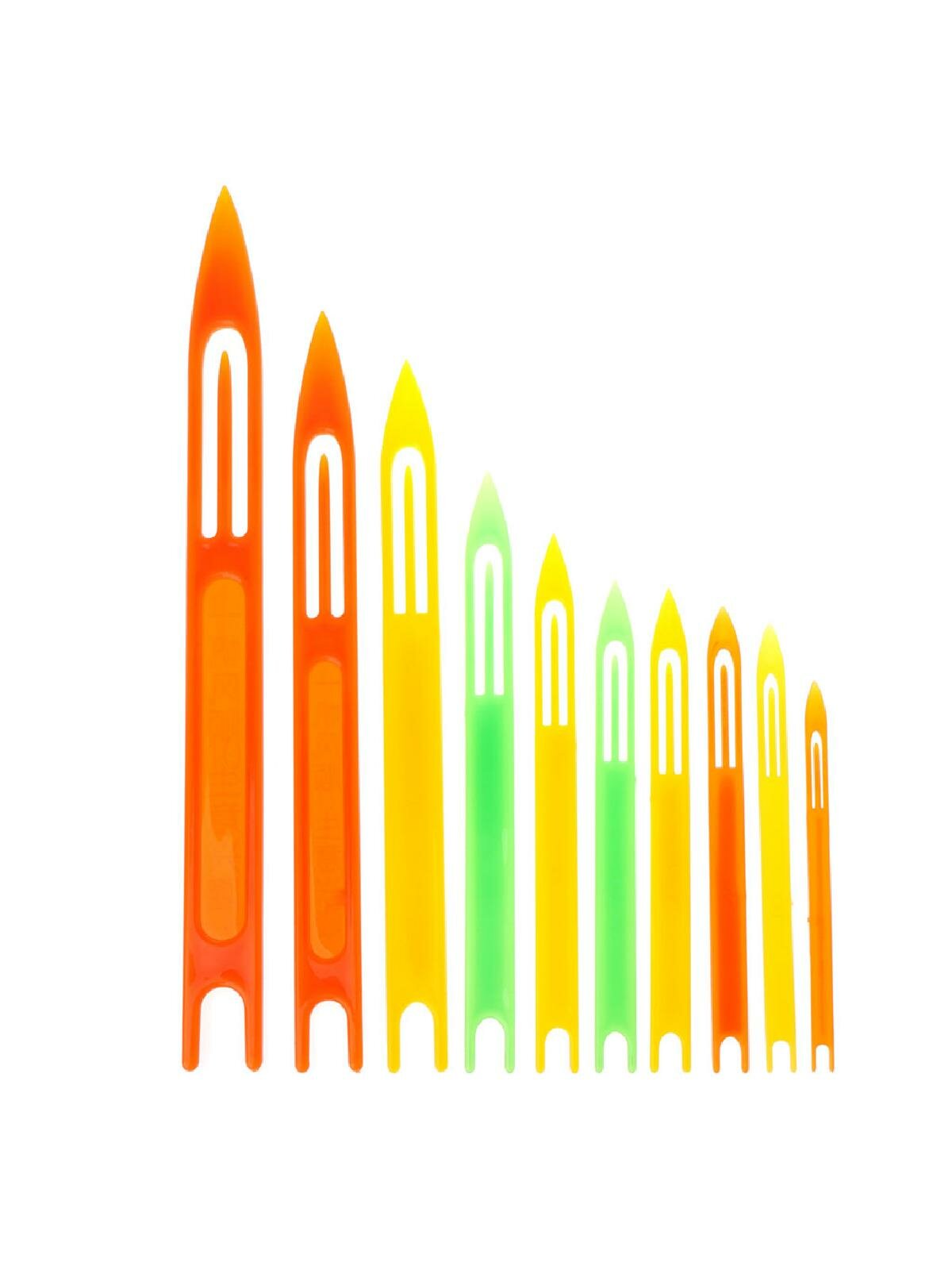 1 упаковка из 10 штук, челнок для рыболовной сети, пластиковый сетчатый наконечник типа иглы (по 1 для каждого размера 1-10)