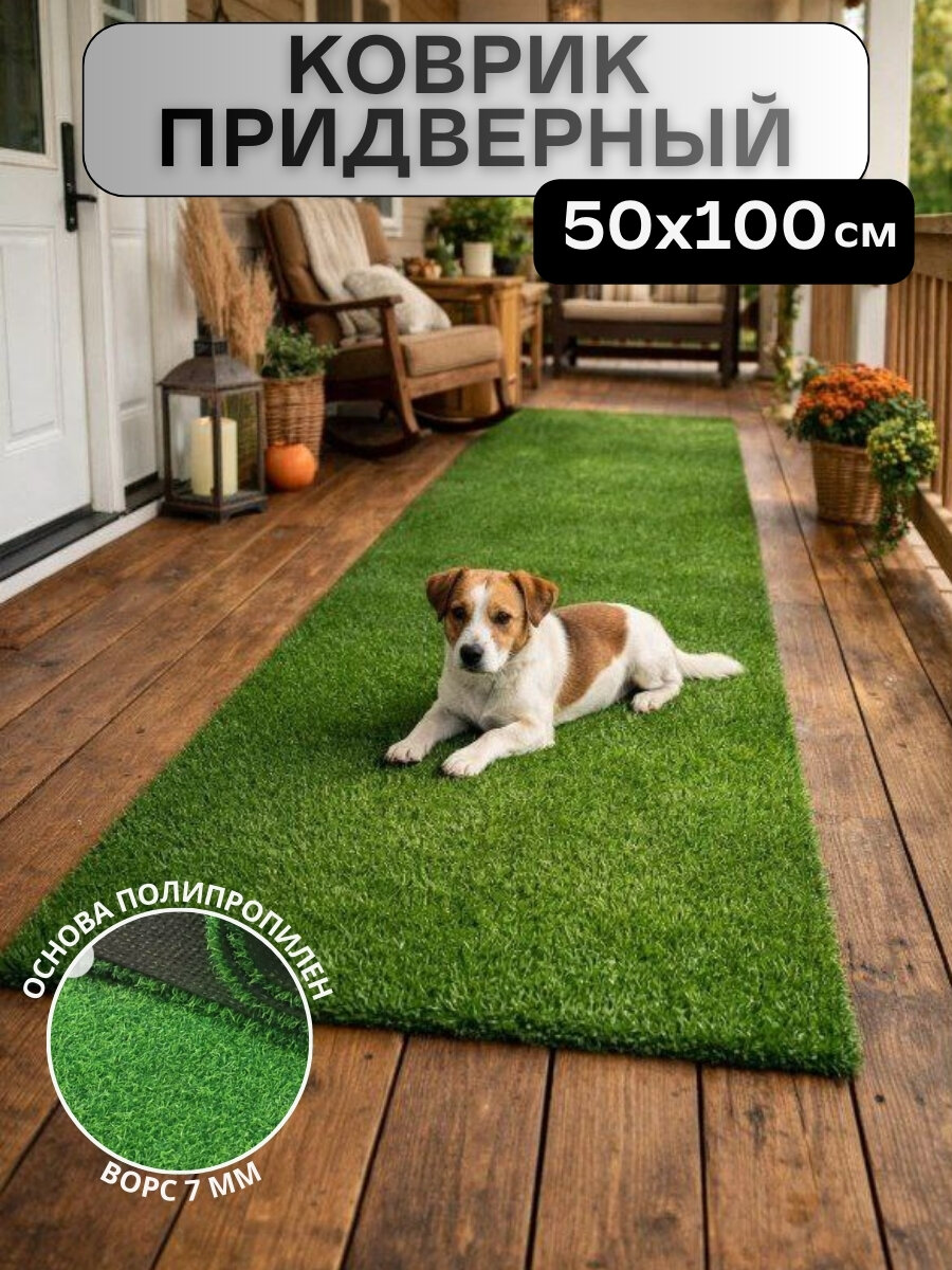 Коврик придверный уличный в прихожую травка 50*100