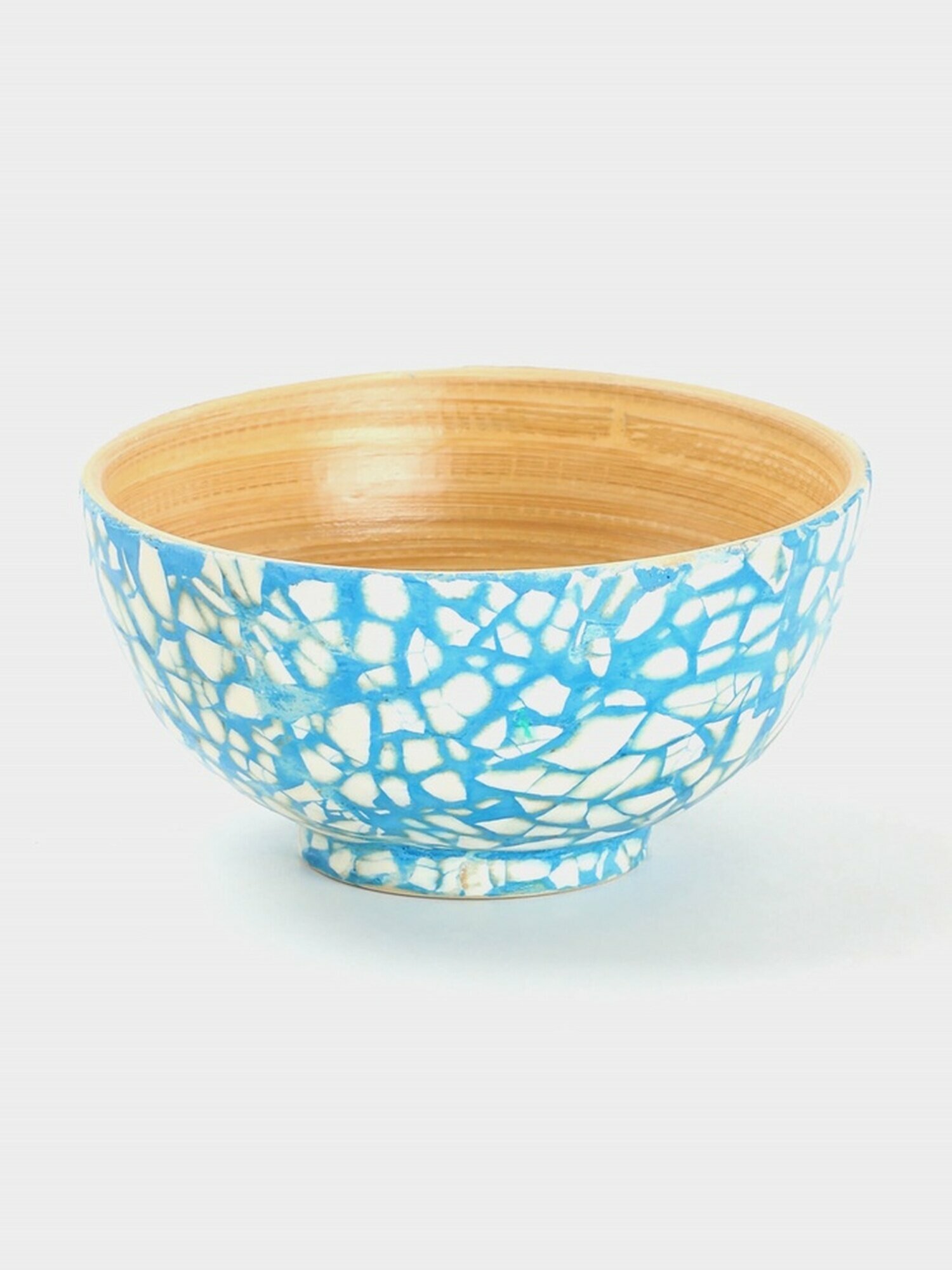 Миска сервировочная с узором, 12×12×6 см, бамбук, цвет синий