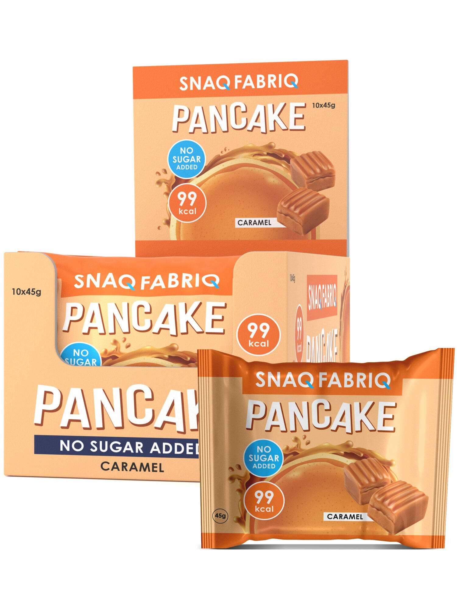 Протеиновый батончик SNAQ FABRIQ Панкейк с начинкой 10 х 45 г, Мягкая карамель