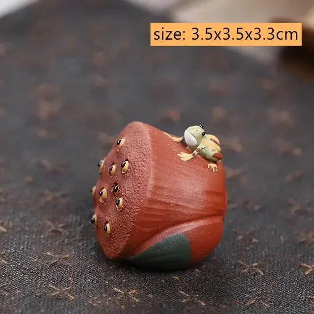 Китайская фиолетовая глиняная фигурка чайного питомца, ручная работа, модель лотоса и арбуза, скульптура, украшения для чайного сервиза, декоративные элементы для чайного сервиза.