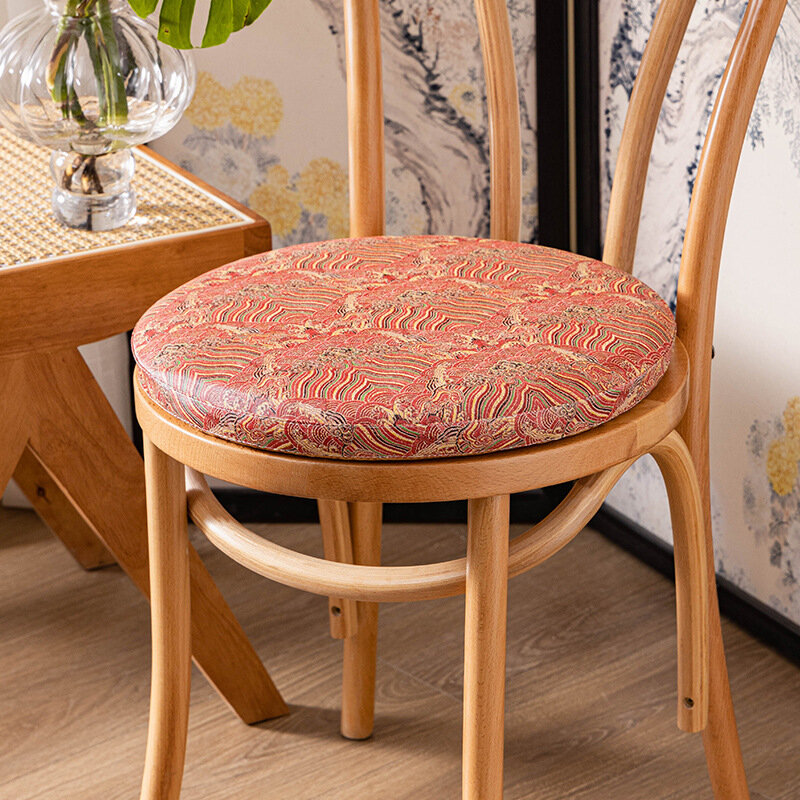 Подушка для стула в винтажном стиле, круглая подушка, которую можно стирать, универсальная для всех сезонов, новый китайский стиль, нескользящий коврик для обеденного стула