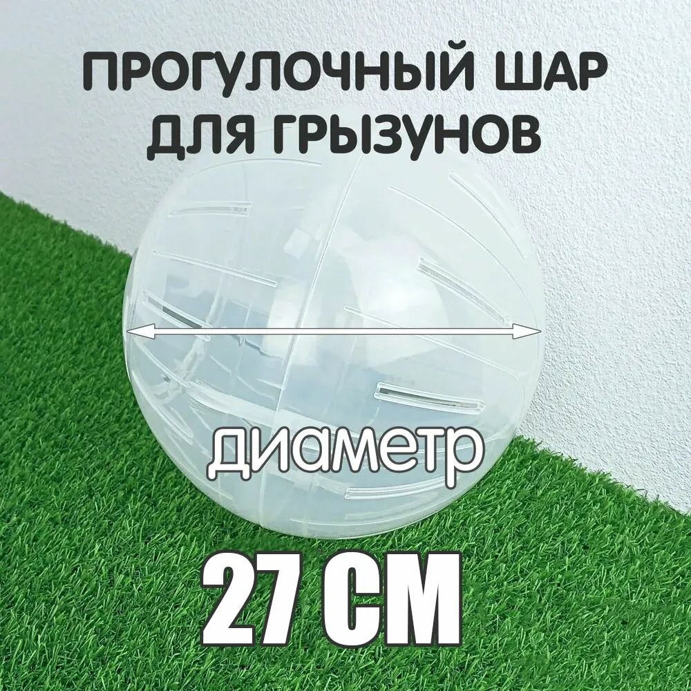 Прогулочный шар для грызунов, шиншилл, морских свинок, крыс, мышей, хомяков, 27 см, прозрачный