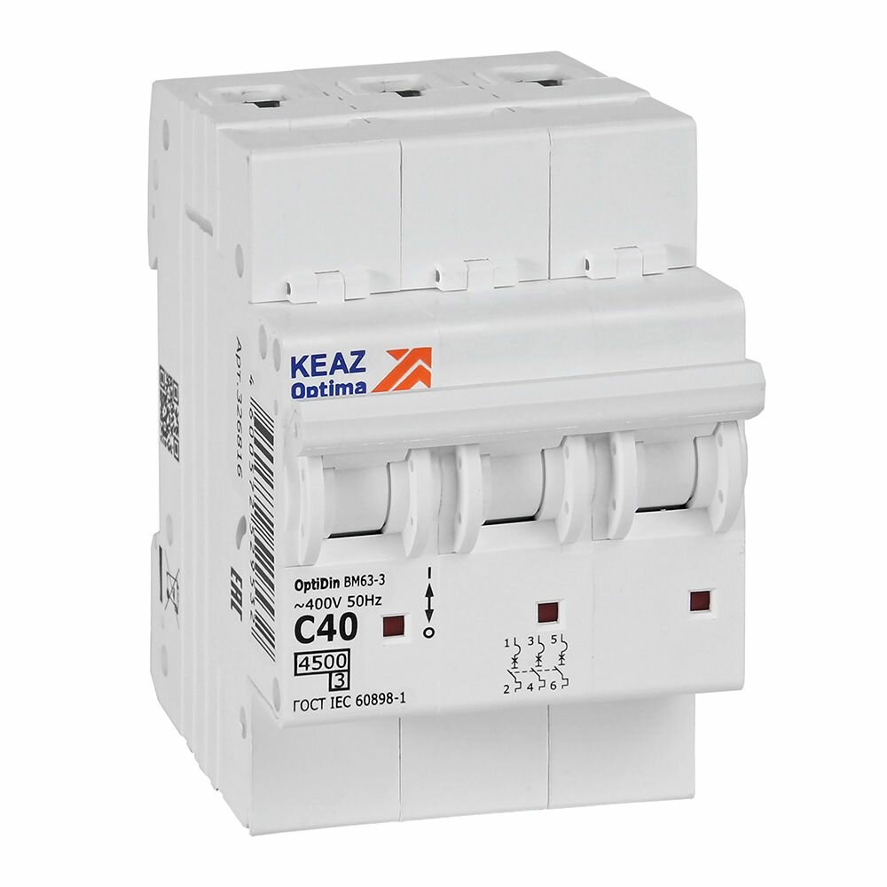 Автоматический выключатель 3Р 40А C 4,5кА ВМ63 КЭАЗ OptiDin
