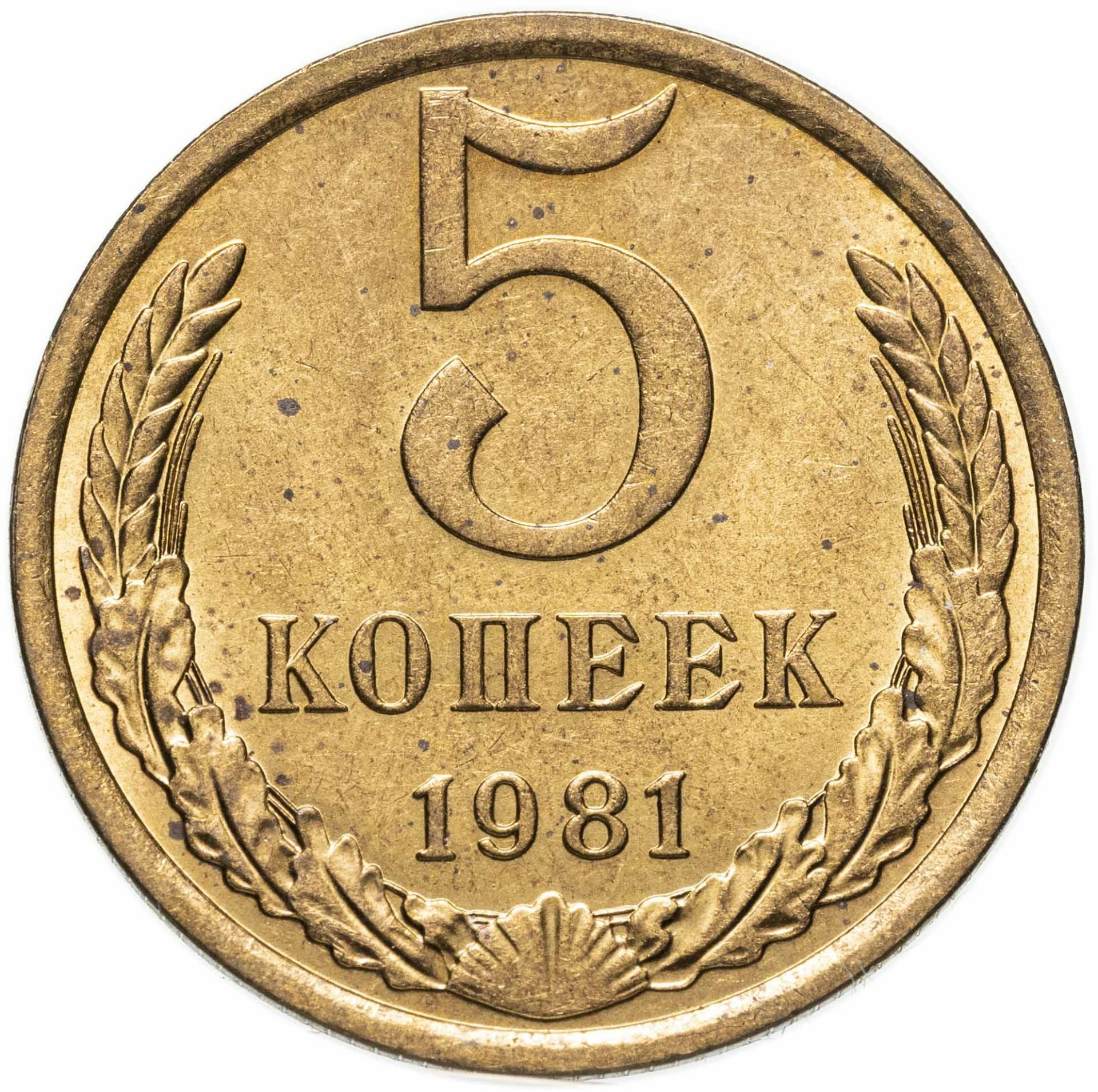 5 копеек 1981, Латунь, в сохранности AU-UNC