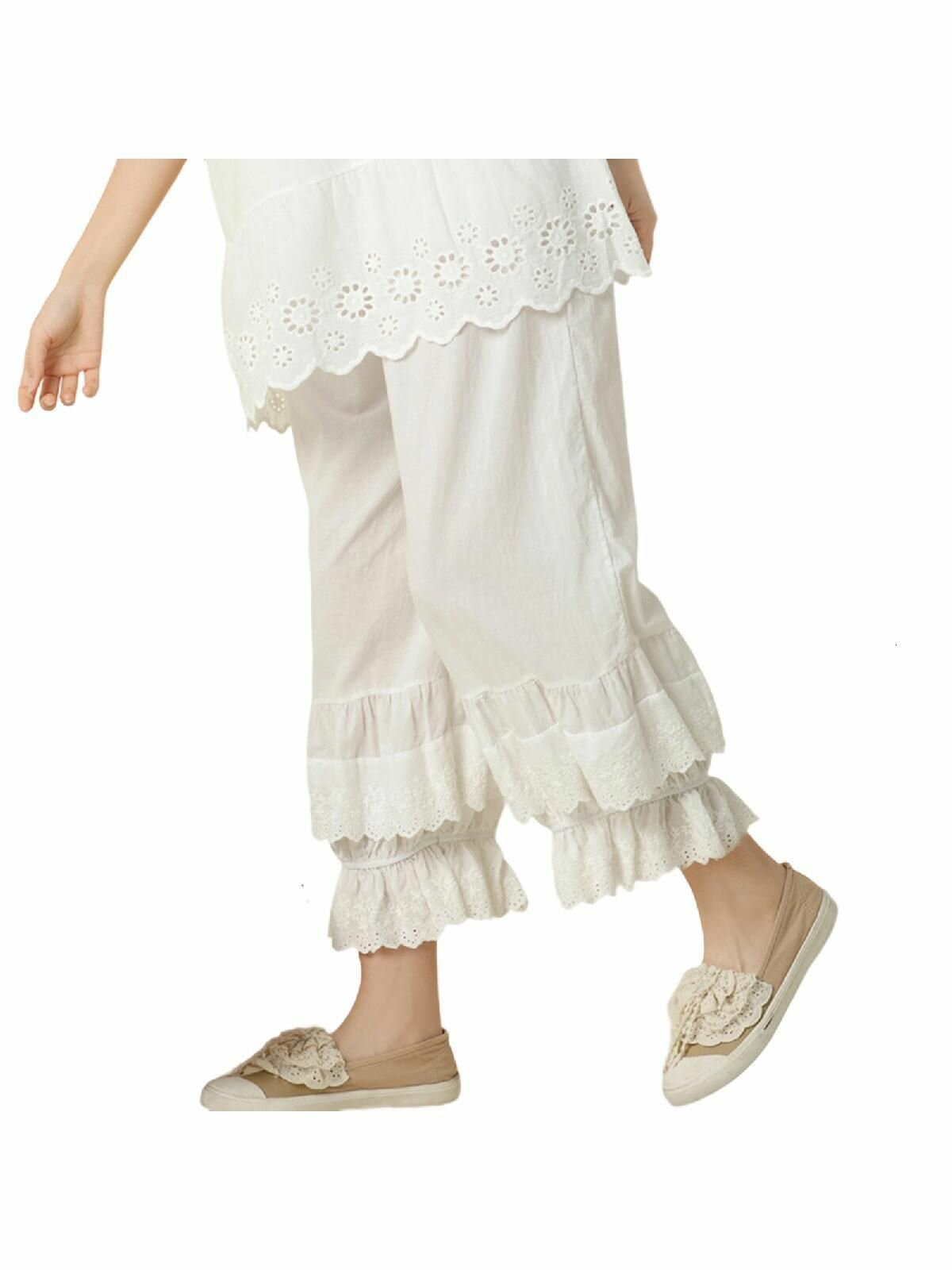 Женские широкие панталоны, молочный