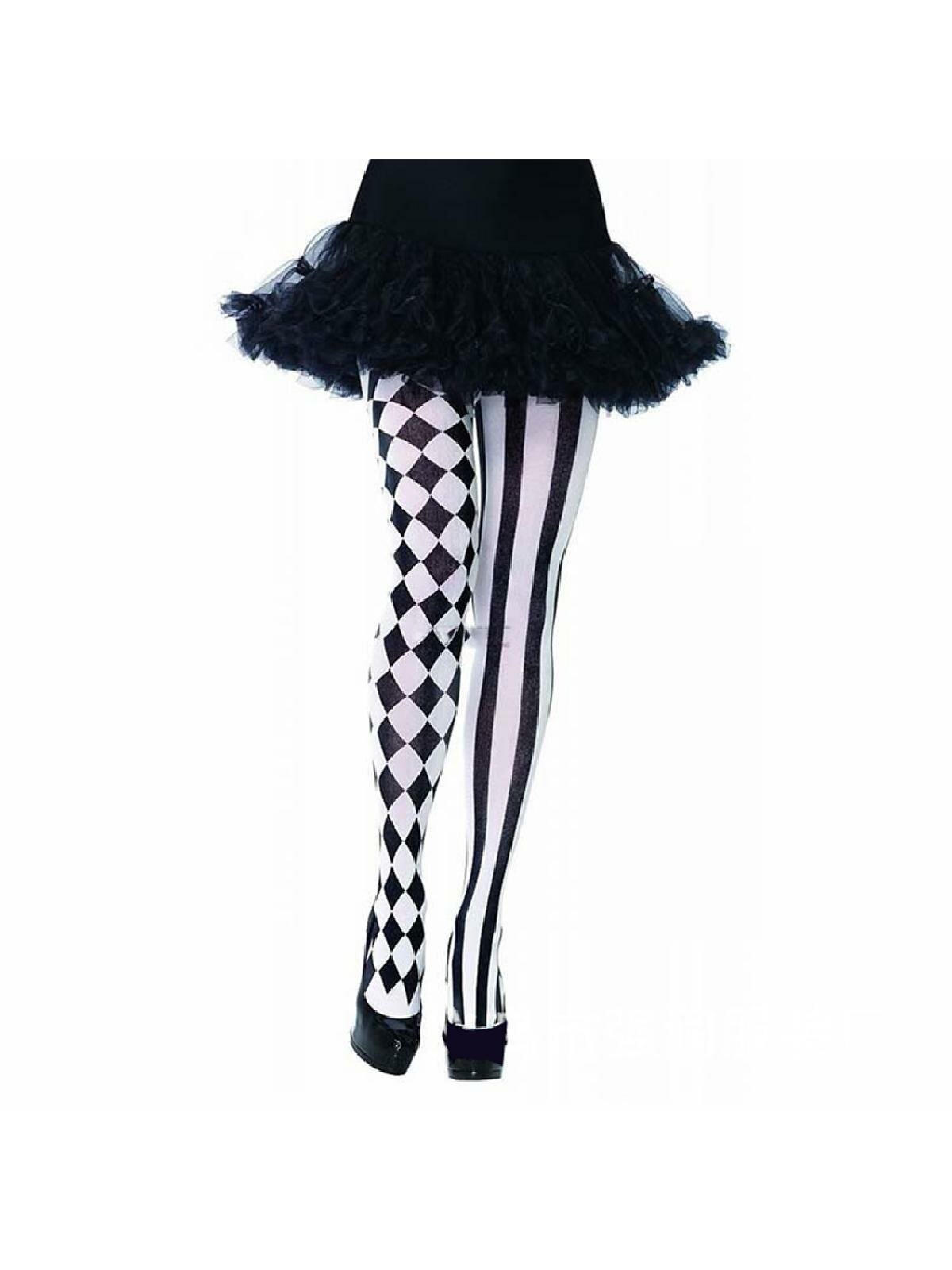 Чулки-колготки в клетку для костюма клоуна, Черный